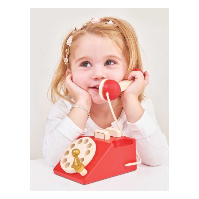 Kiko+ & gg* - Vintage Wooden Telephone Toy - Pink | Smallable