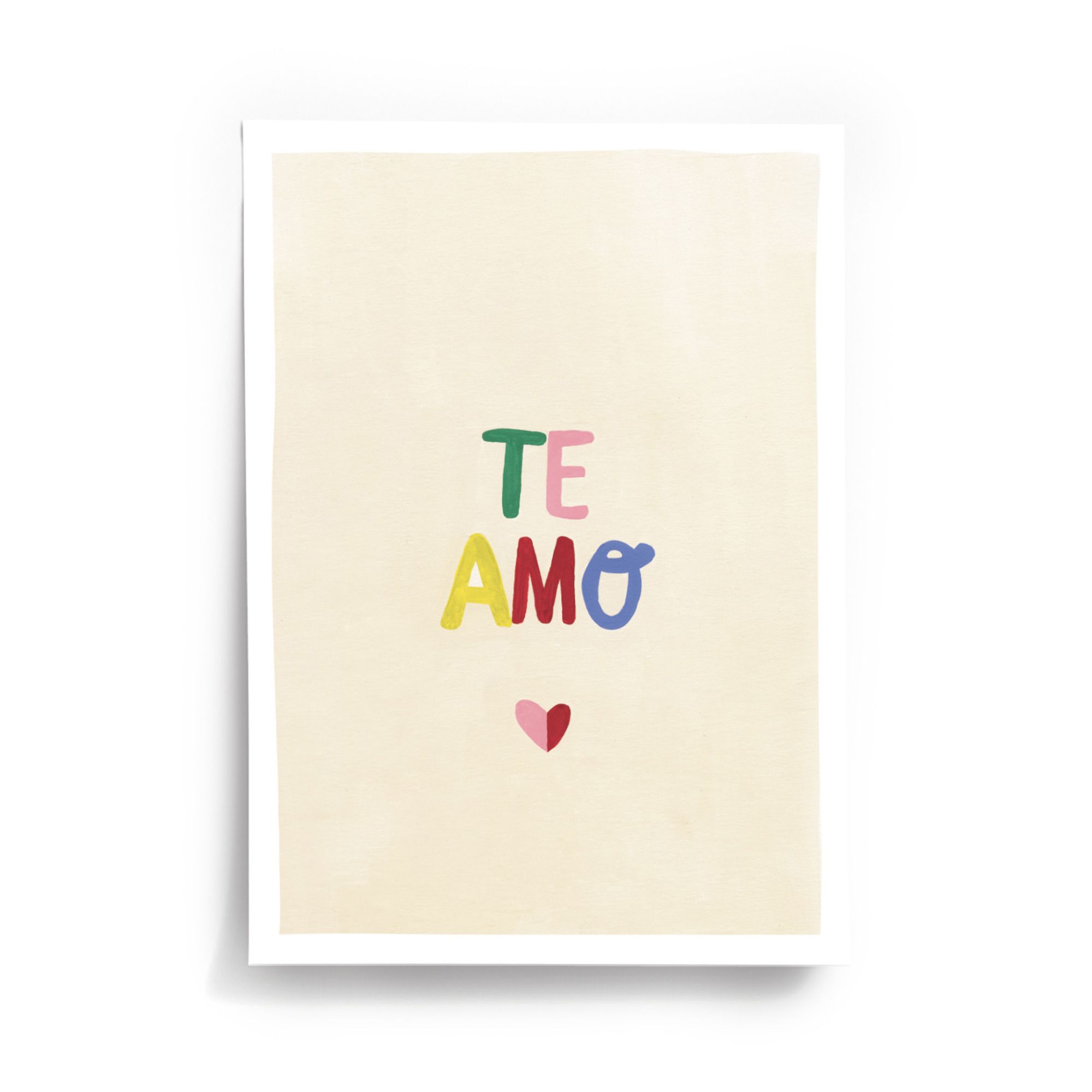 Te Amo A4 Poster Powder pink Taxi Brousse Design Adult