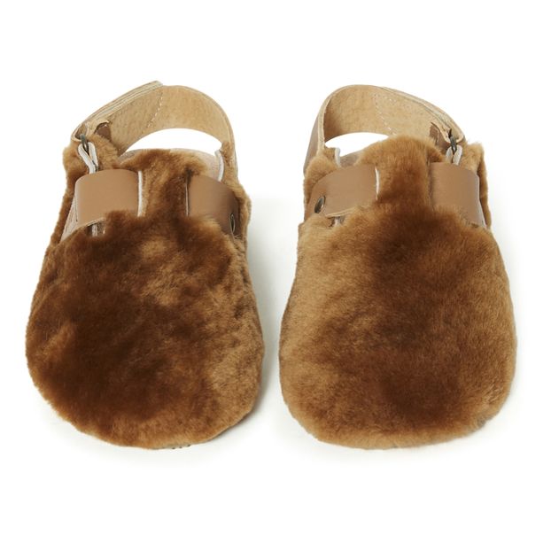 Faux Fur Clogs Camel Pèpè Shoes Children