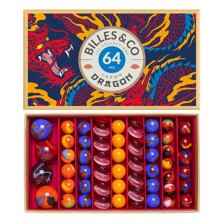 Box of 64 Marbles - Fire Dragon Billes & Co Toys and Hobbies Children