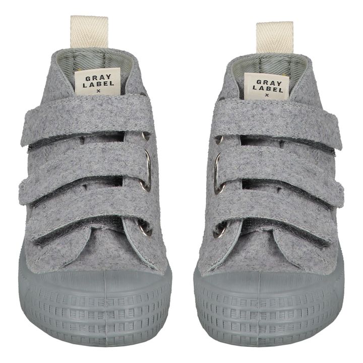 Felt Velcro Sneakers Grey Gray Label Shoes Teen, Children - Smallable