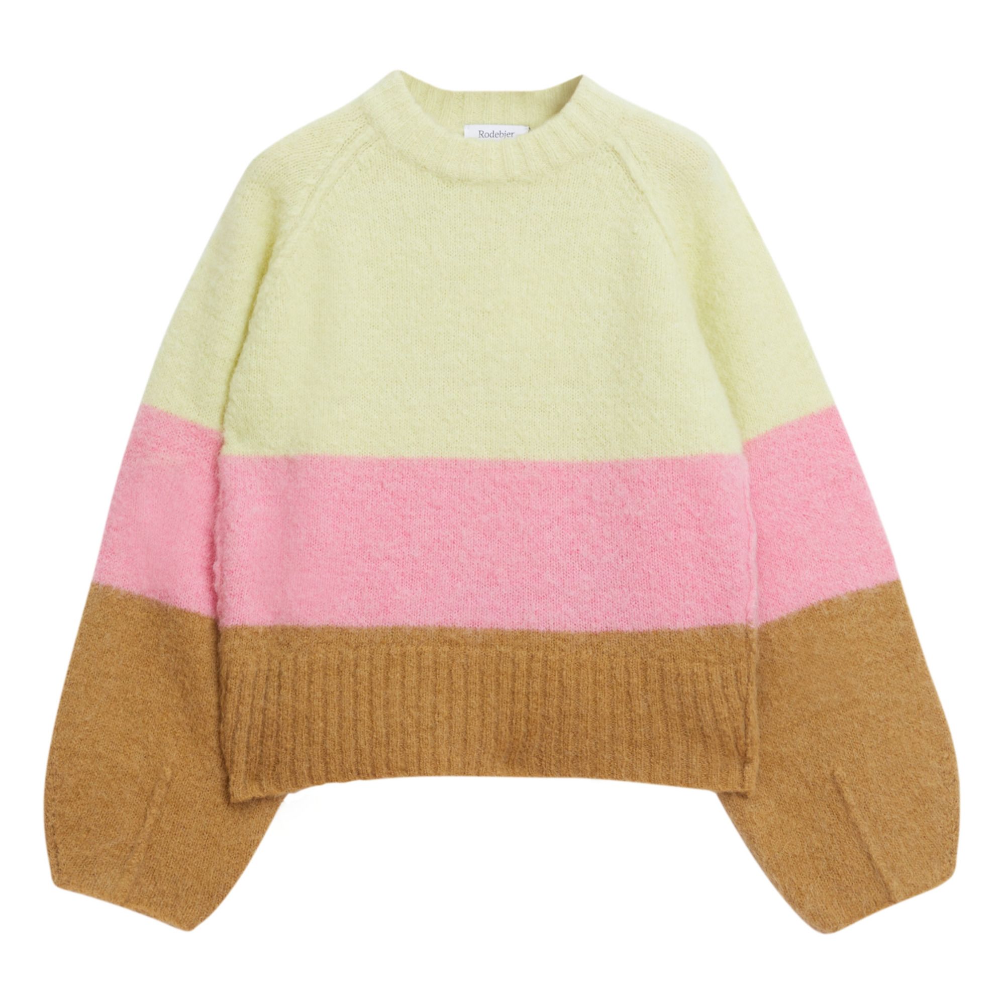 Rodebjer - Pull Francisca Rayures Alpaga et Laine - Camel | Smallable
