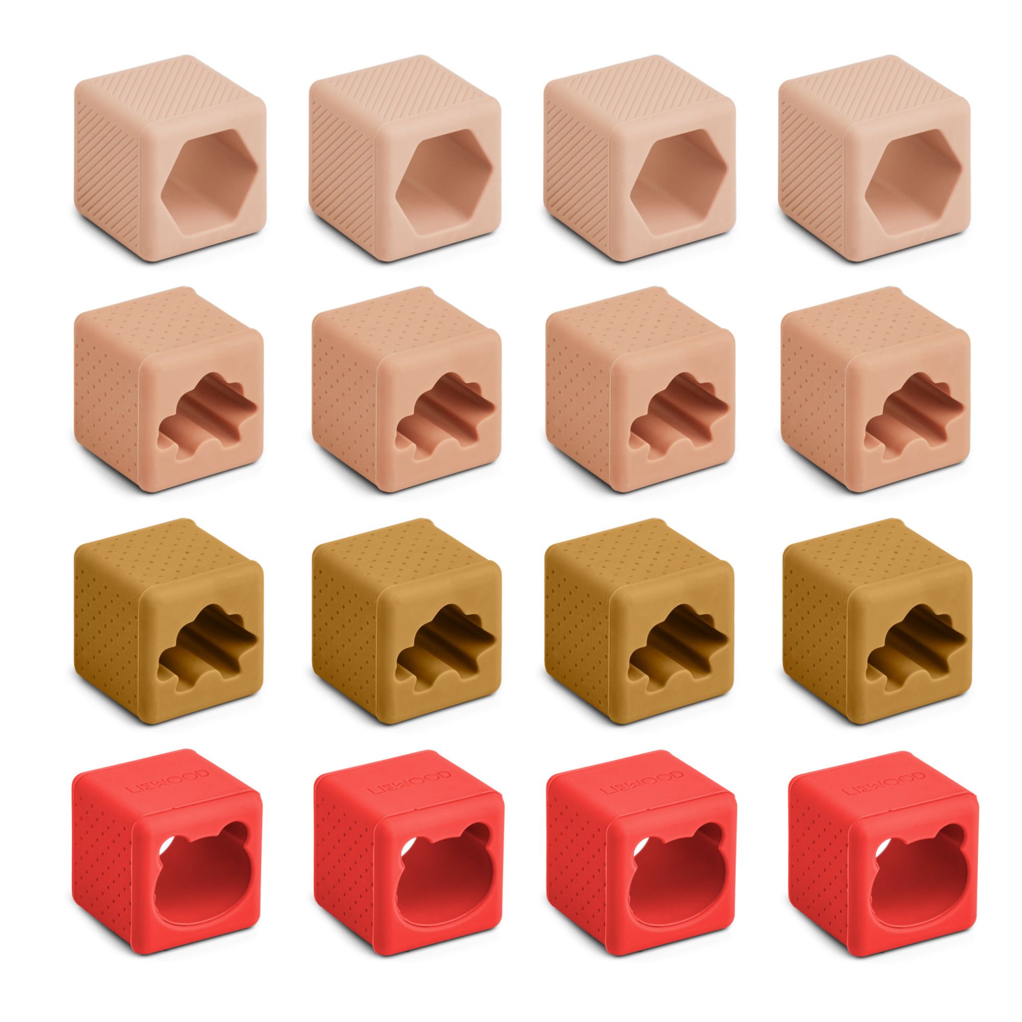 Loren Silicone Building Blocks - Set of 16 Dusty Pink Liewood Toys and ...