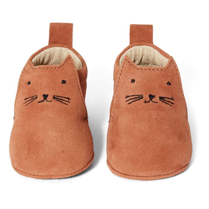 Leather Cat Booties Camel Emile et Ida Shoes Baby