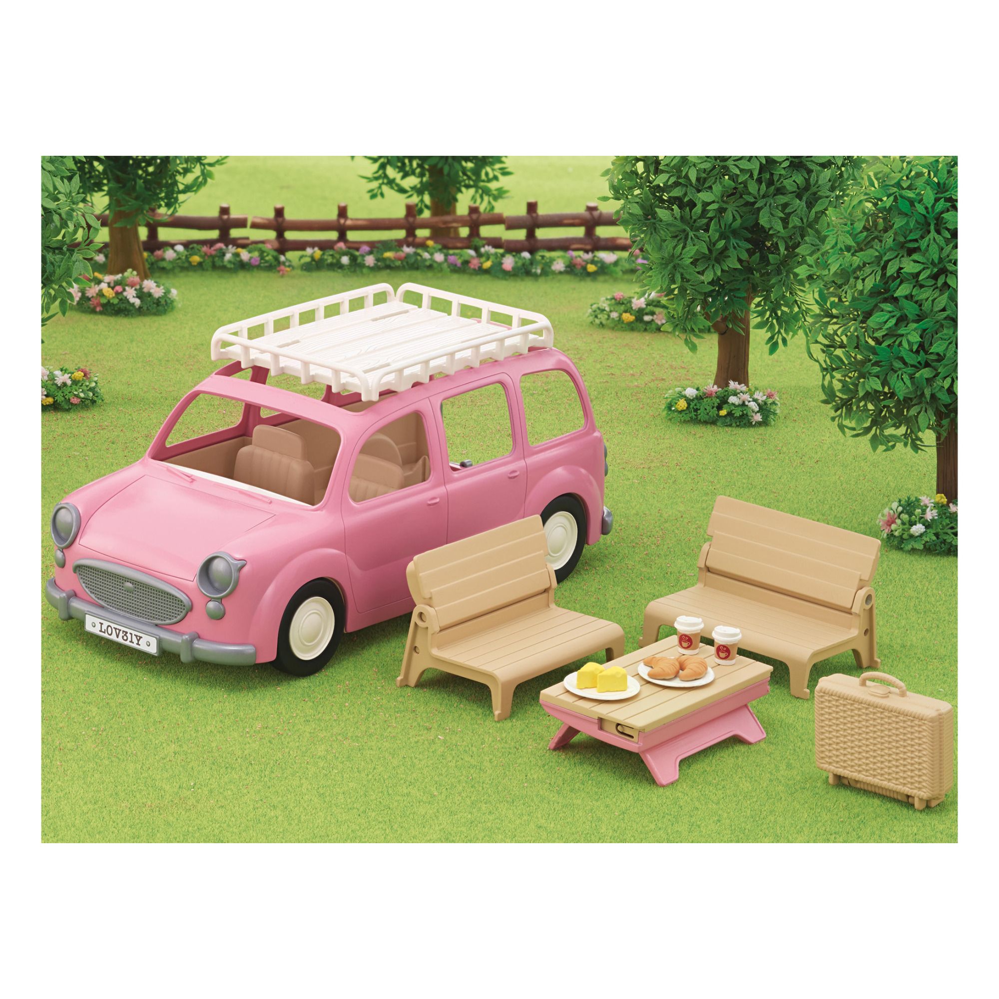 Pink Minivan and Picnic Set Sylvanian Toys and Hobbies Children
