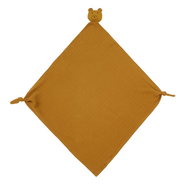 Doudou Ourson en coton bio Ocre Fabelab Jouet et Loisir Bébé