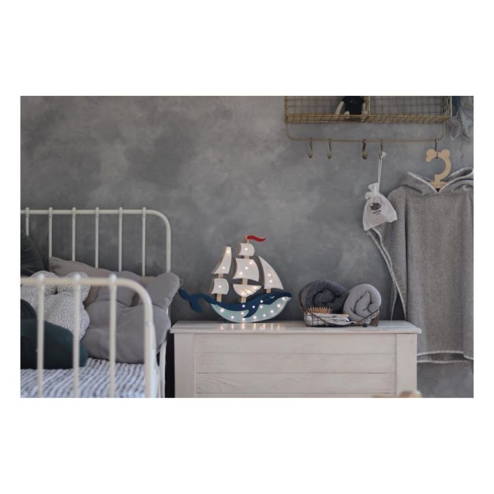 Boat Table Lamp Navy blue Little Lights Design Children - Smallable