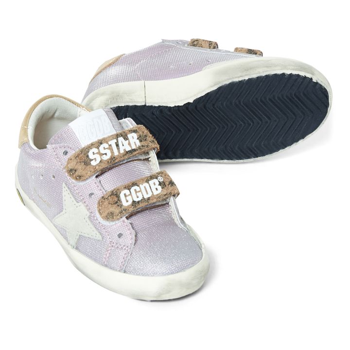 Golden Goose - Old School Metallic Leather Velcro Sneakers - Pink Gold ...