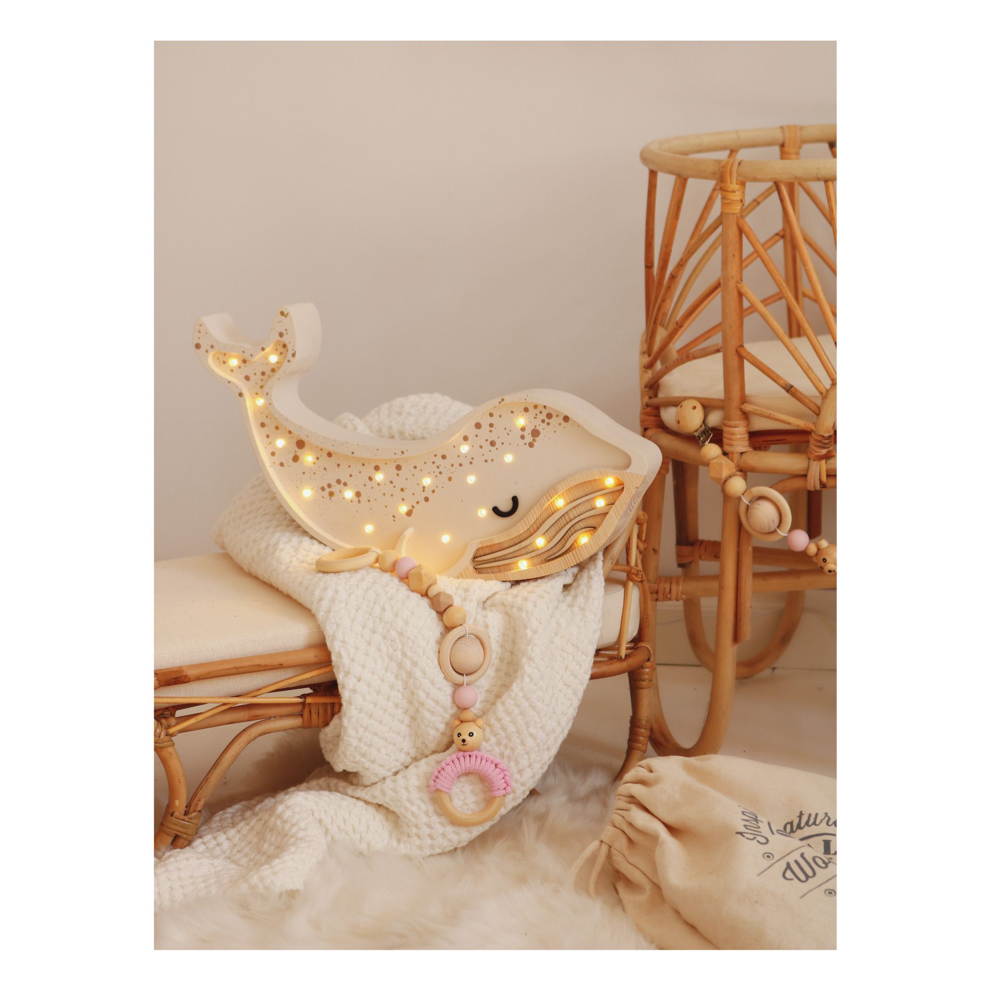 Whale Table Lamp Cream Little Lights Design Children