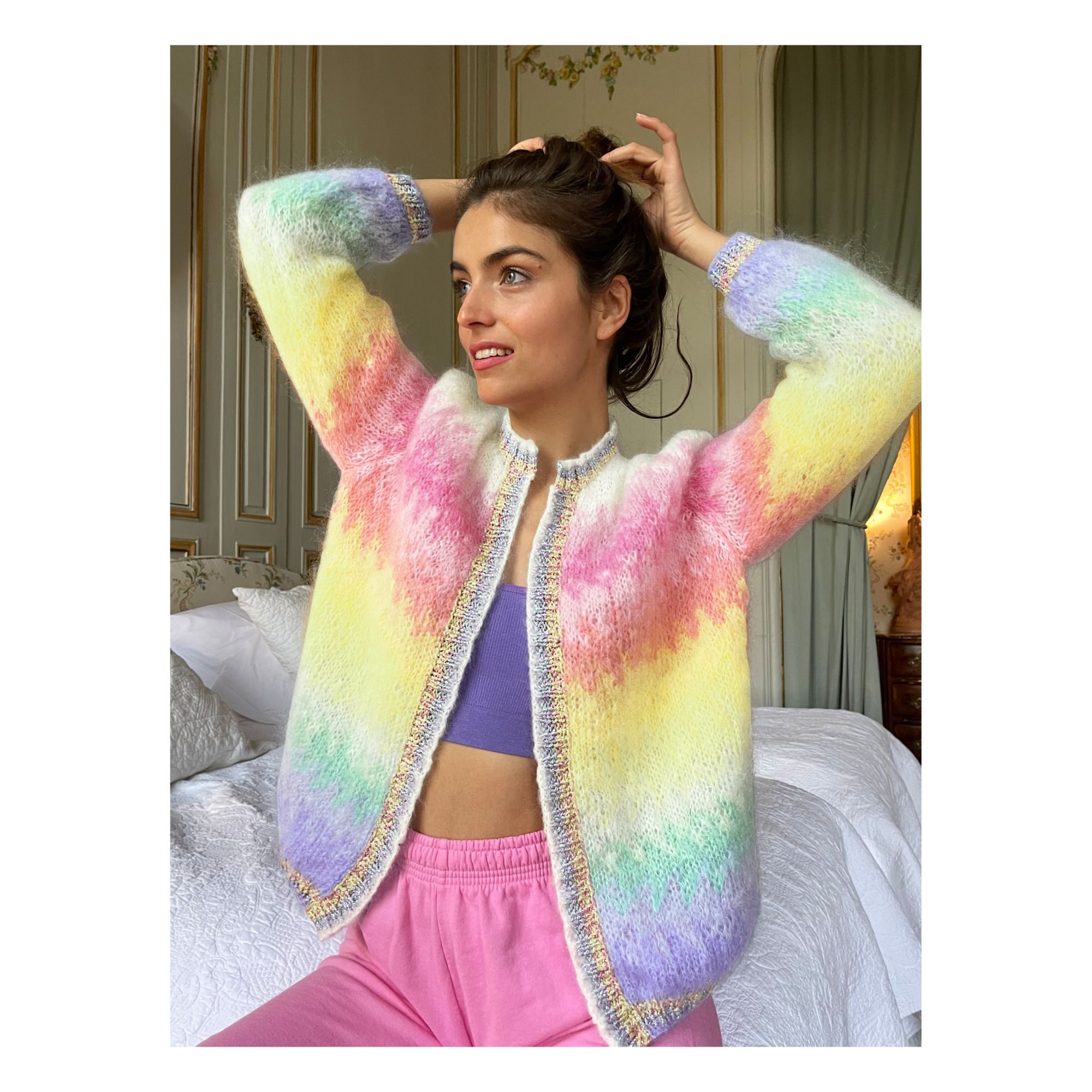 Pastel Mohair and Wool Multicolour Gradient Cardigan Multicoloured Rose ...
