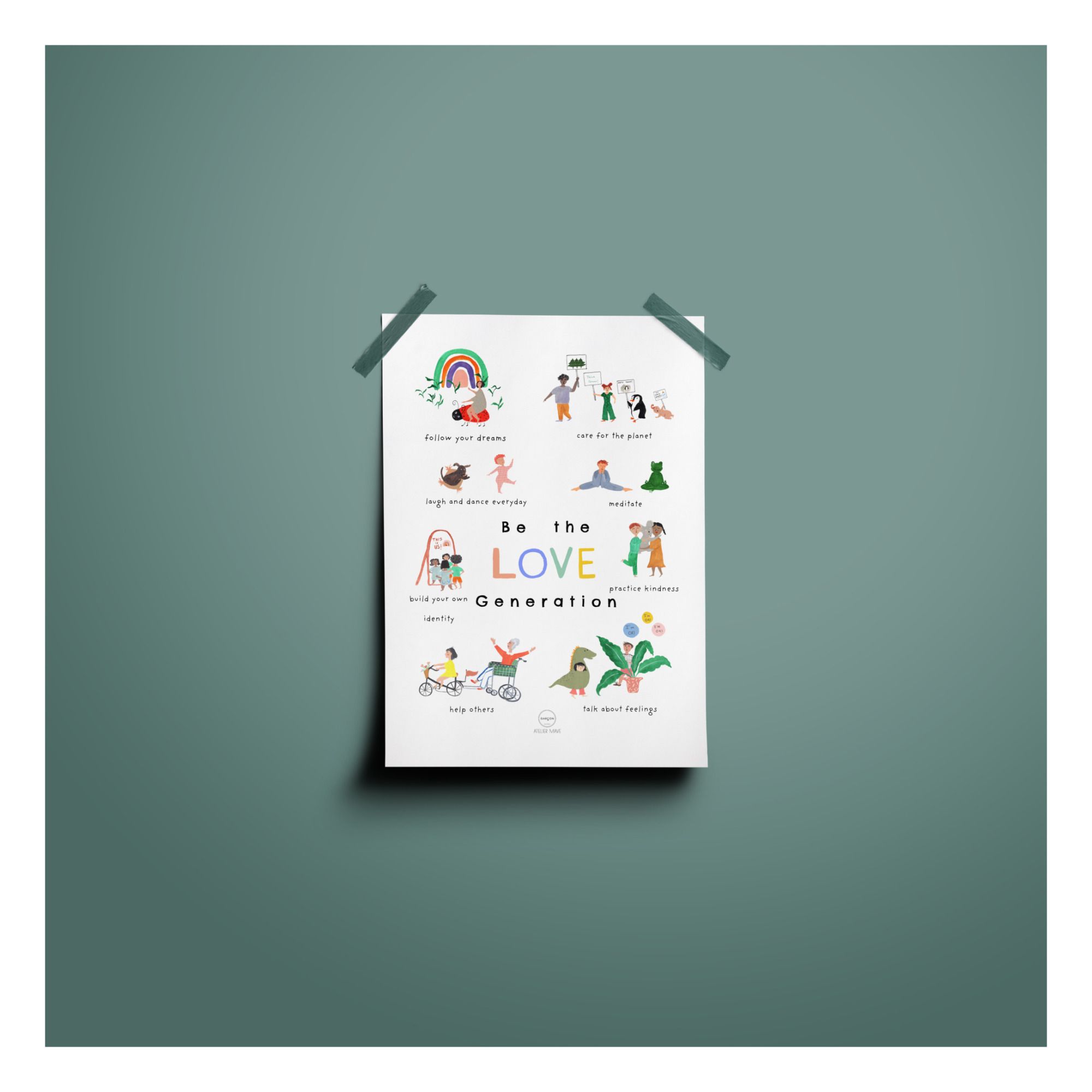 Affiche Be the Love Generation - EN Garçon Milano Design Enfant - Smallable