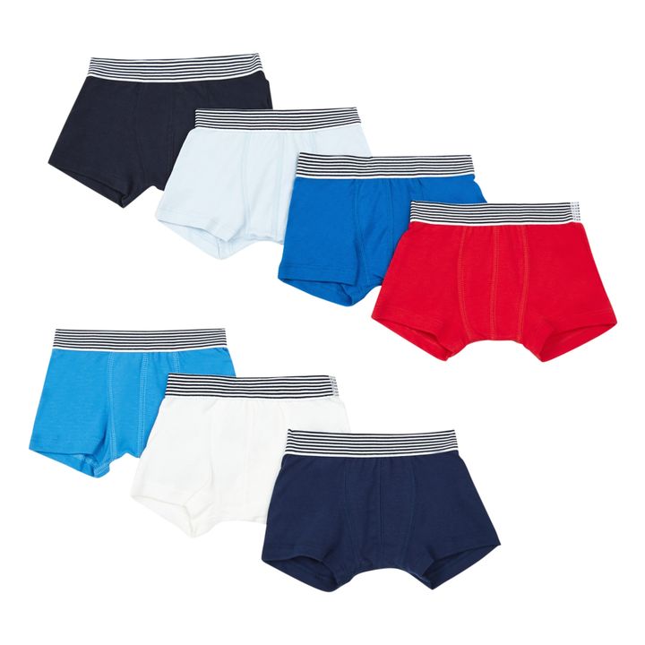 Petit Bateau - Plain Organic Cotton Boxers - Set of 7 - Red | Smallable