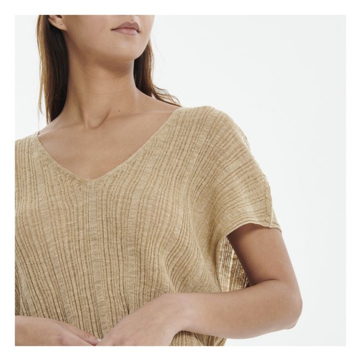 Momoni - Santa Monica Linen Sparkle Knit Top - Gold | Smallable