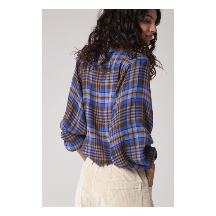 Claudia Stuart Checked Woollen Blouse Blue Sacrécoeur Fashion Adult