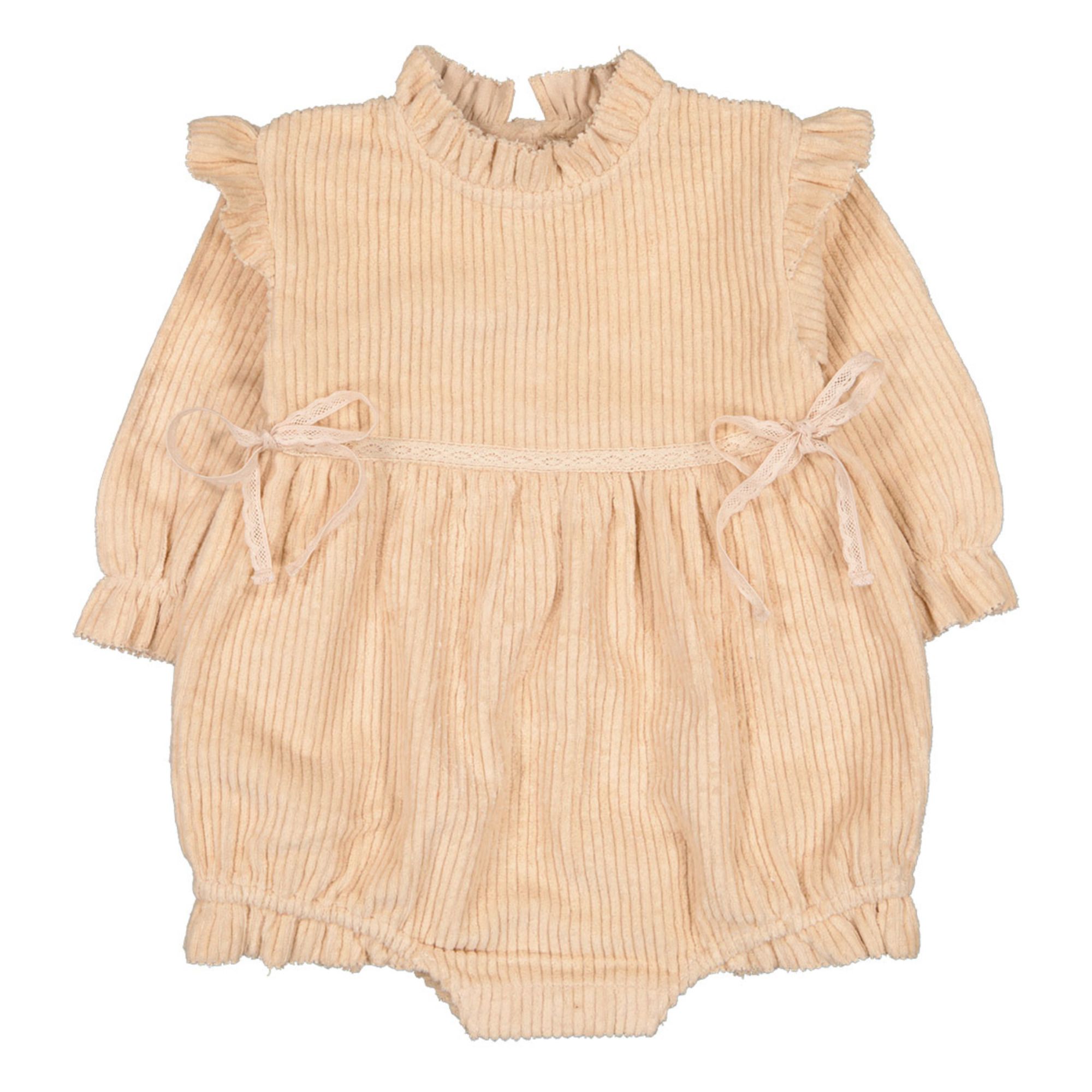 Louis Louise - Barboteuse Velours Côtelé Tourbillon - Beige | Smallable