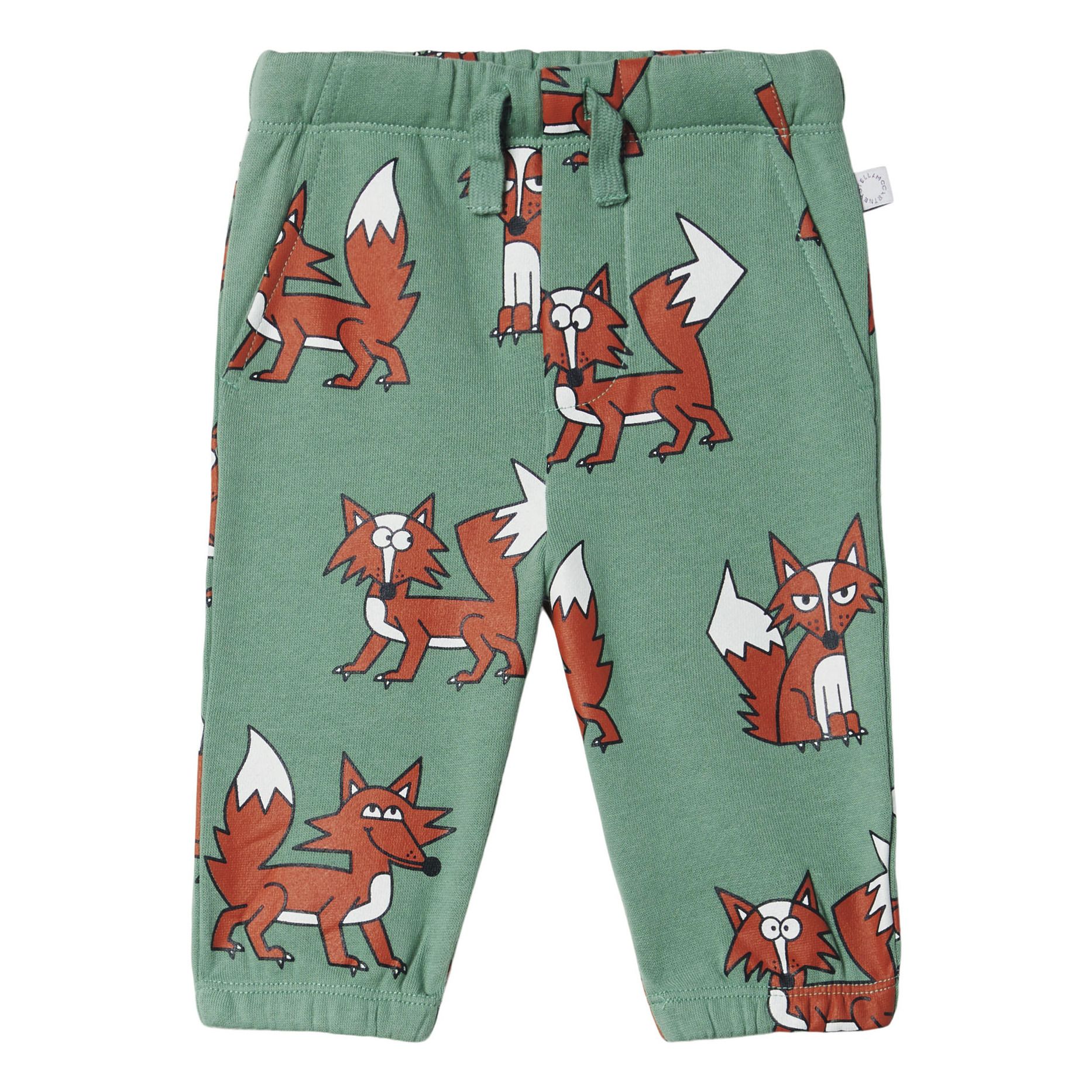 Stella McCartney Kids - Organic Cotton Fox Joggers - Almond green ...