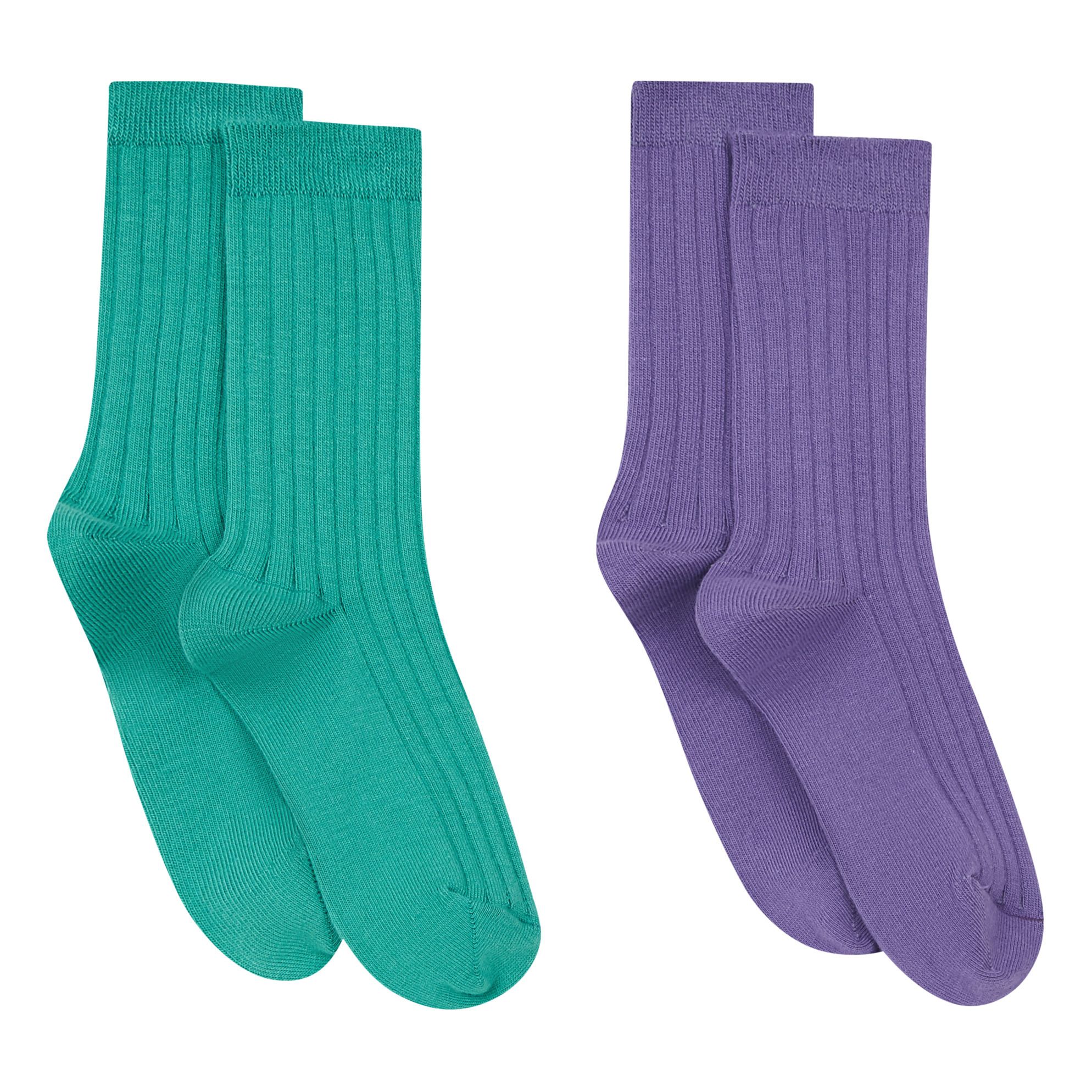 Sage & Purple Organic Cotton Socks - Set of 2 SMALLABLE BASICS Fashion ...