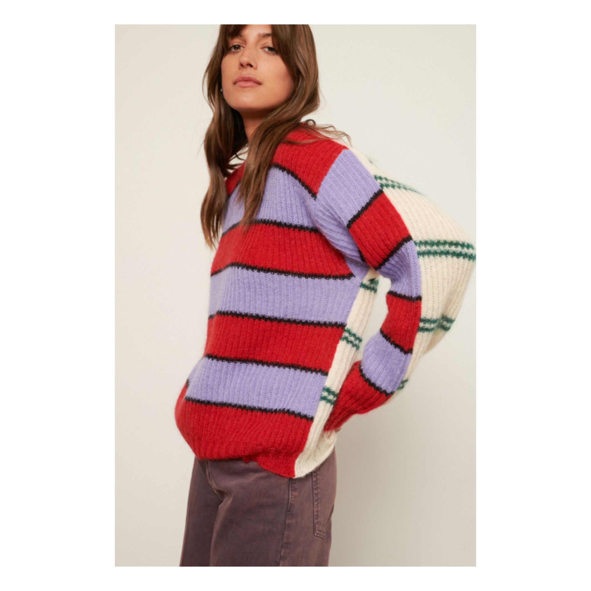 Chloé Stora - Pull Tyga Rayures Mohair - Rouge | Smallable