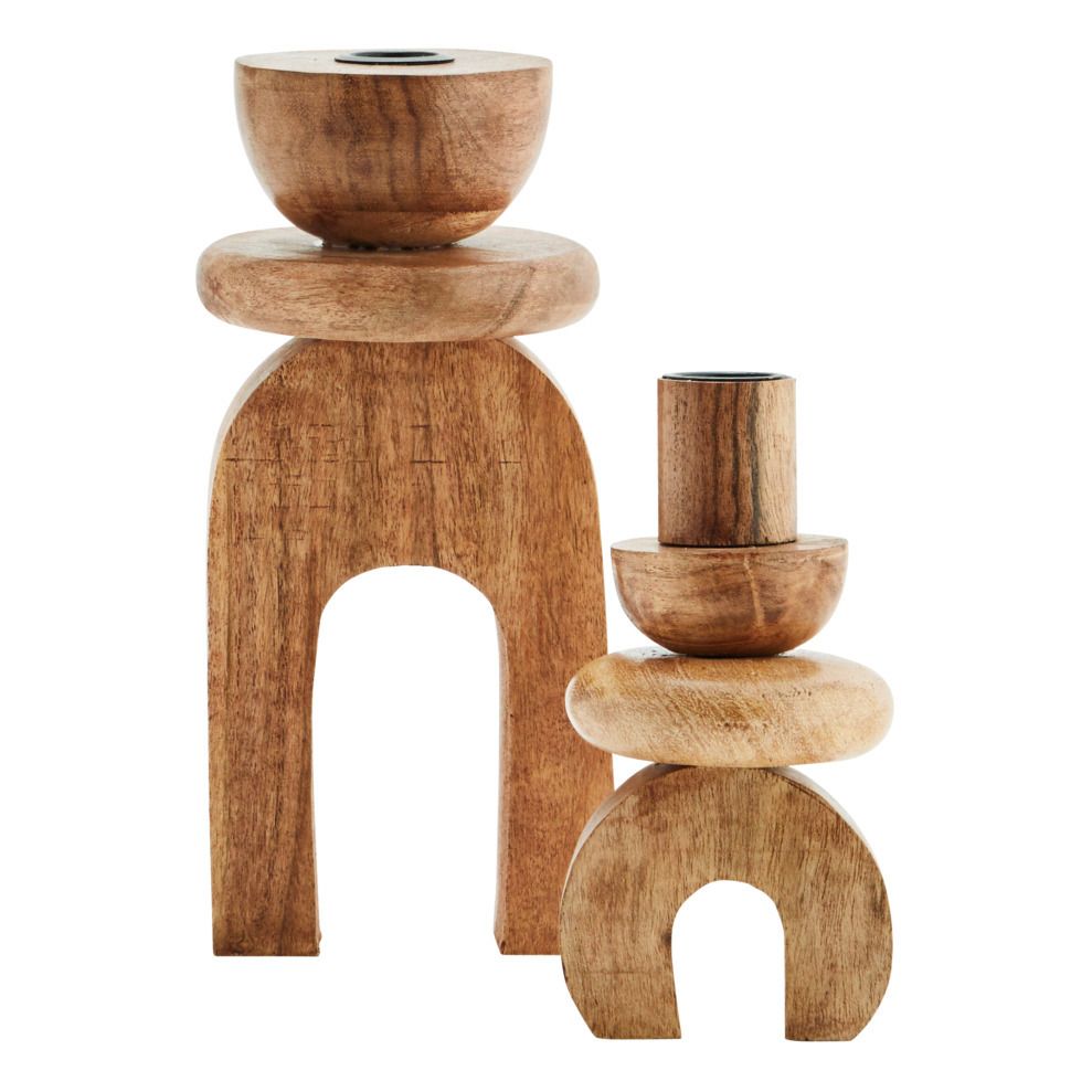 Bougeoirs en acacia - Set de 2 Madam Stoltz Design Adulte