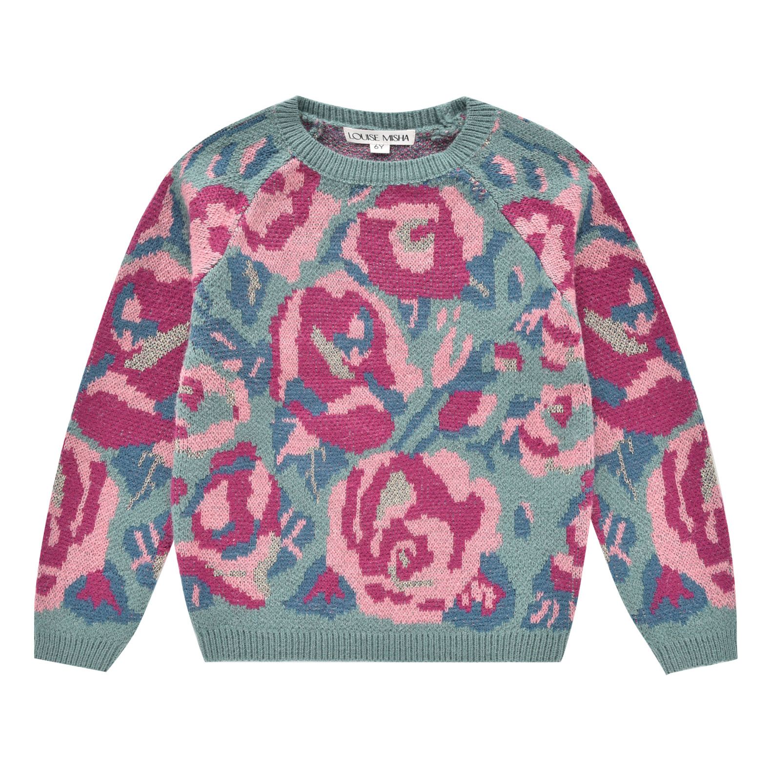 Louise Misha - Pull Fleuri Tsar - Sauge | Smallable