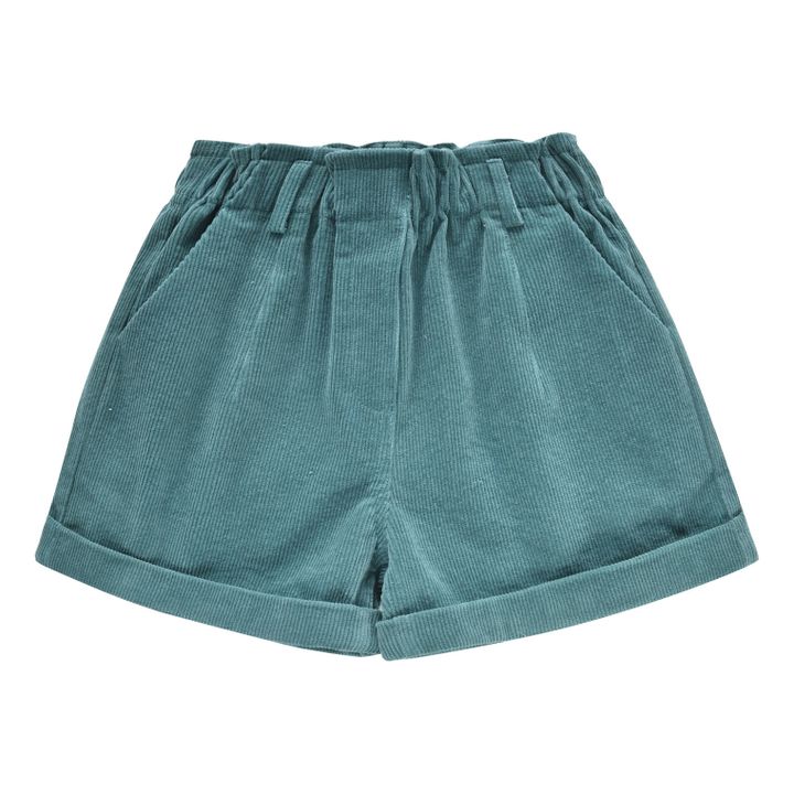 Short Velours Côtelé Brodé Virginia Vert canard Louise Misha Mode Enfant