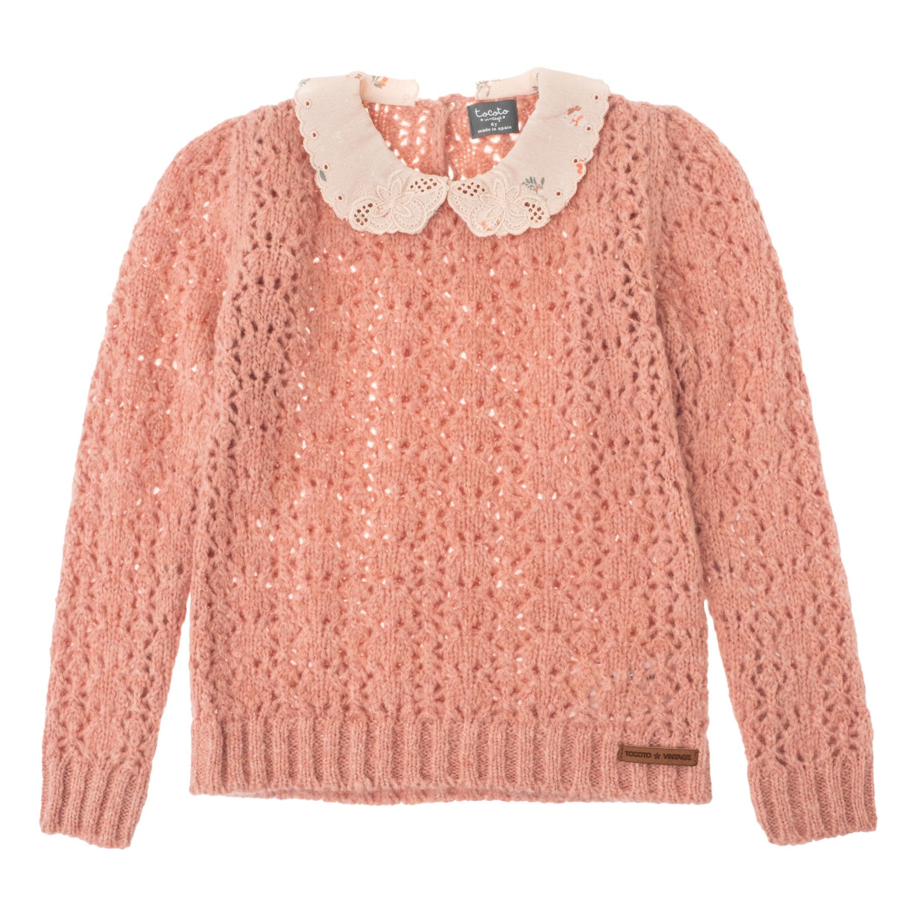 Pull Tricot Col Rose Tocoto Vintage Mode Adolescent, Enfant