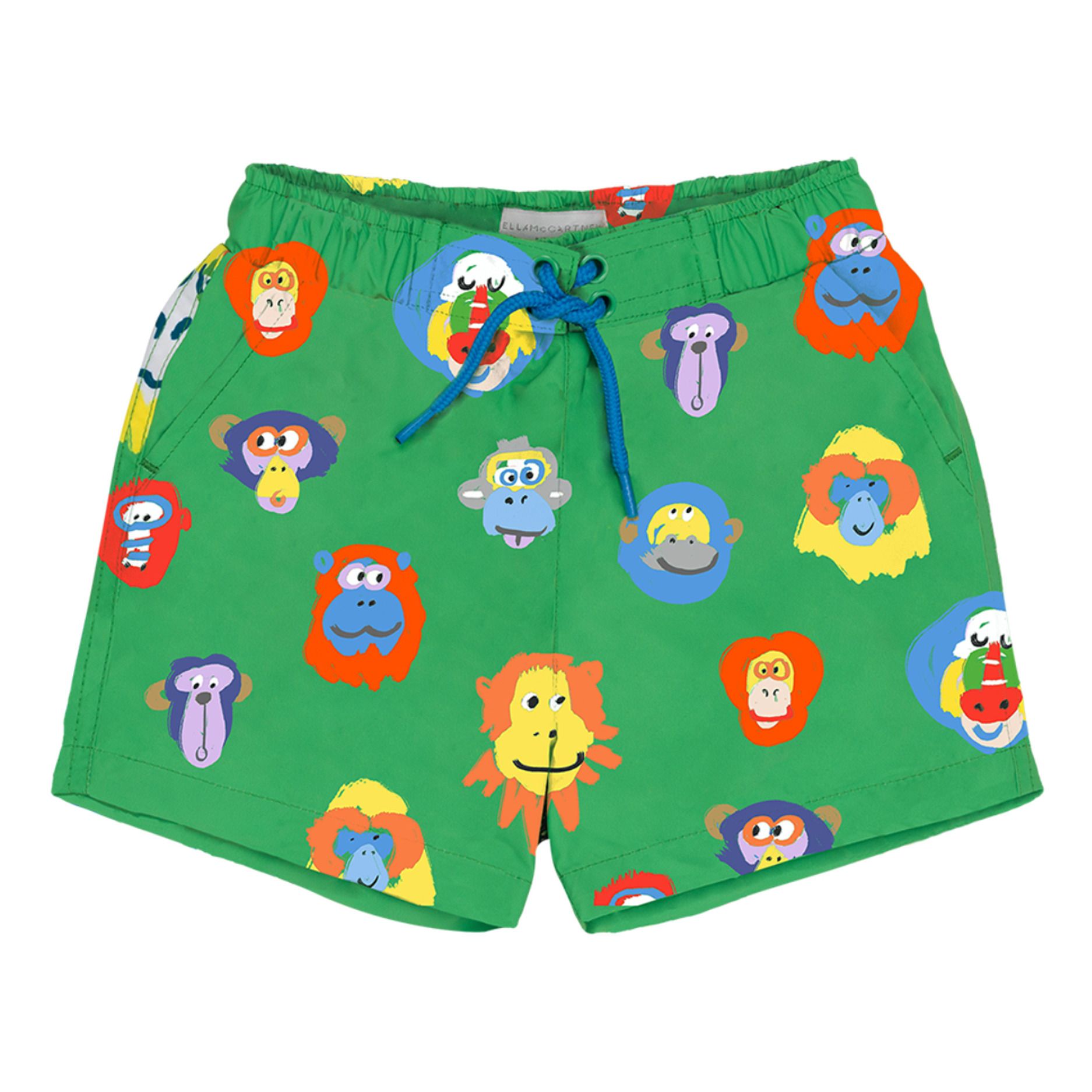 Stella McCartney Kids - Nylon Monkey Swim Trunks - Green | Smallable