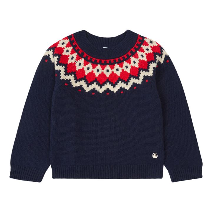 Petit Bateau - Champagne Jacquard Knitted Jumper - Navy blue | Smallable