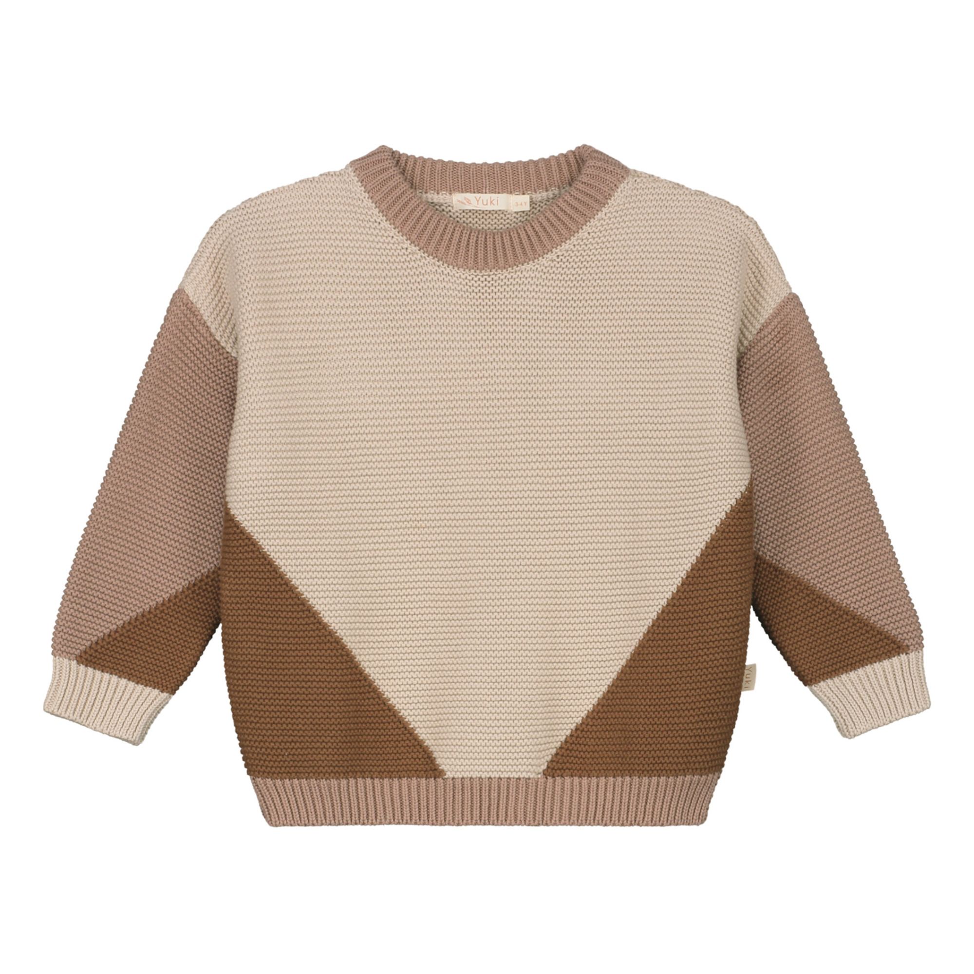 Yuki - Pull Chunky Coton Bio Color Block - Marron | Smallable