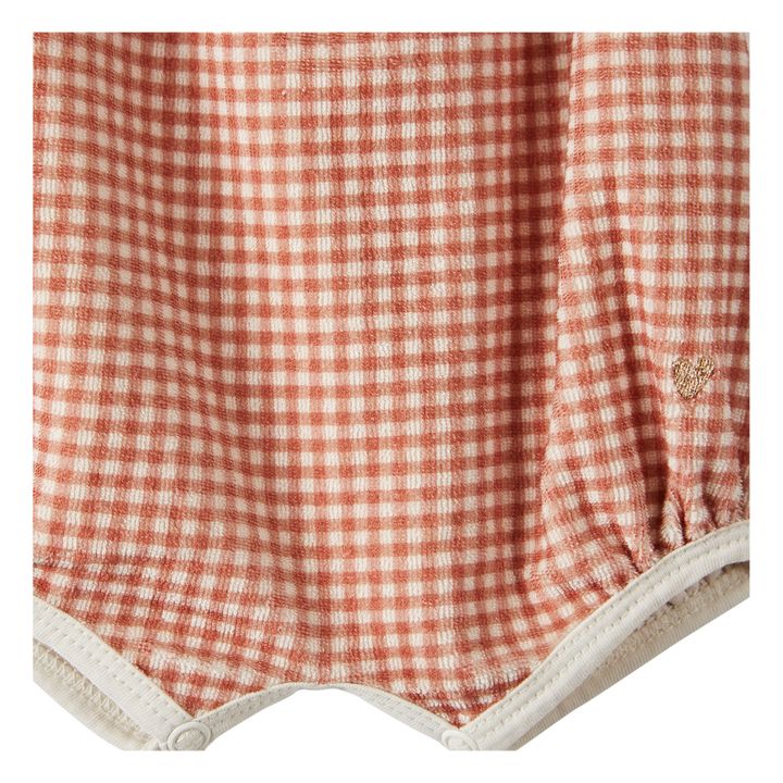 Emile et Ida - Terry Cloth Gingham Straps Rompers - Terracotta | Smallable