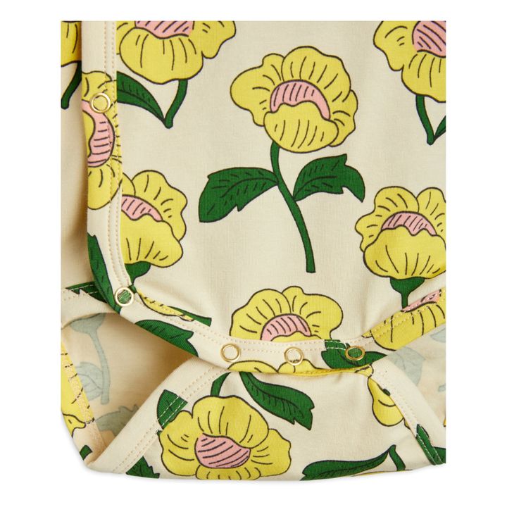 Mini Rodini - Organic Cotton Flower Bodysuit - Yellow | Smallable
