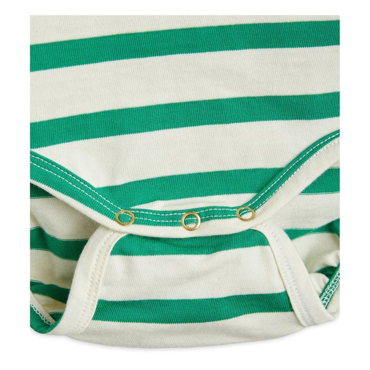 Mini Rodini - Organic Cotton Panther Striped Bodysuit - Ecru | Smallable