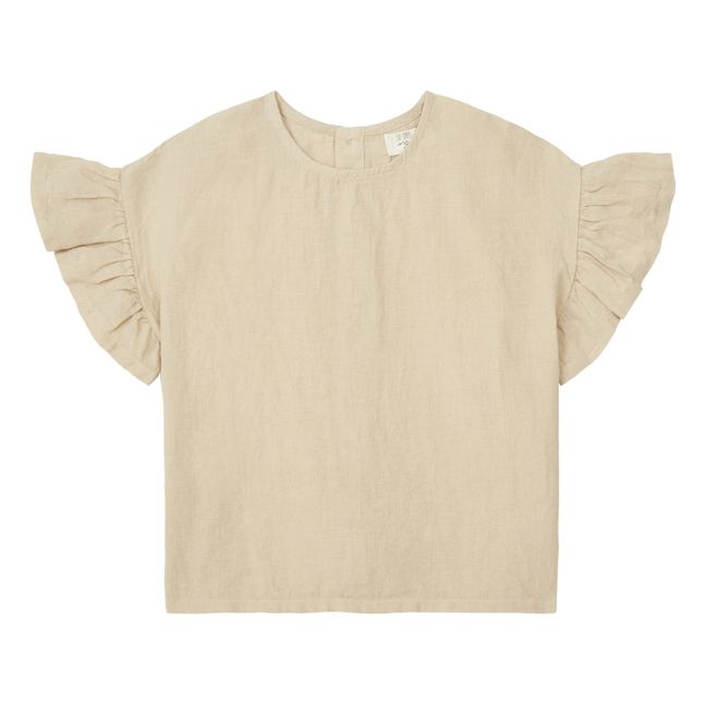 The Simple Folk - Organic Linen Ruffle Dress - Brown | Smallable