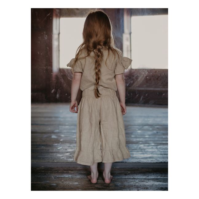 The Simple Folk - Organic Linen Ruffle Dress - Brown | Smallable