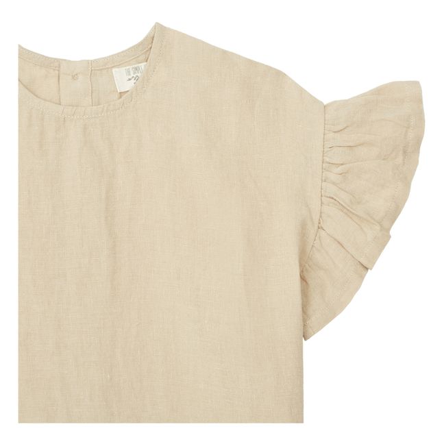 The Simple Folk - Organic Linen Ruffle Dress - Brown | Smallable