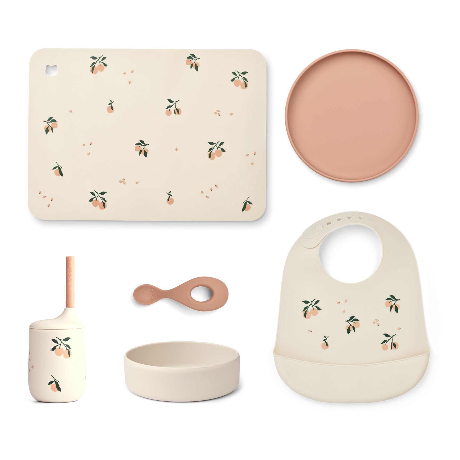 Liewood - Set repas en silicone Tine - Rose pêche | Smallable