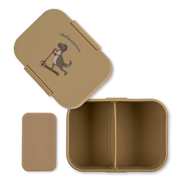 Konges Slojd - Lunch box carrée Skateosaurus - Jaune moutarde | Smallable