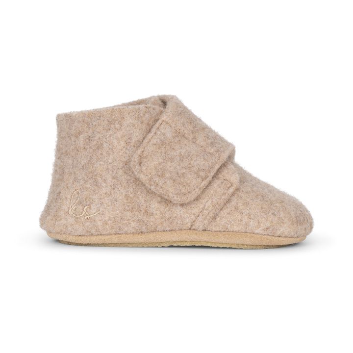 Konges Sløjd - Mamour Merino Wool Velcro Booties - Beige | Smallable