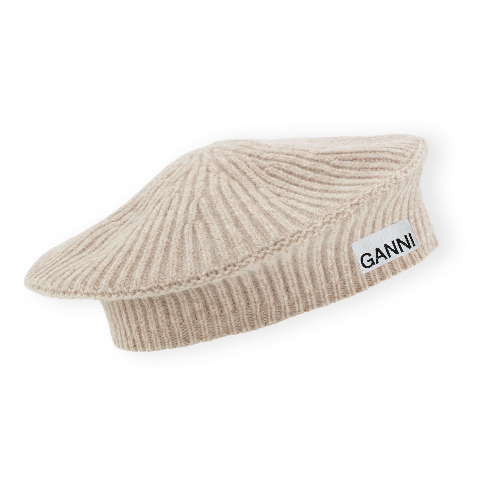 Ganni - Recycled Wool Ribbed Beret - Sand | Smallable