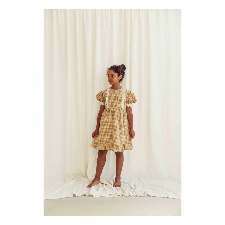 Liilu - Oda Organic Cotton Gingham Dress - Mustard | Smallable