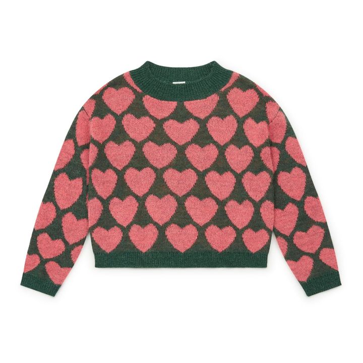 Bonton - Pull Cœurs Lovely - Vert de gris | Smallable