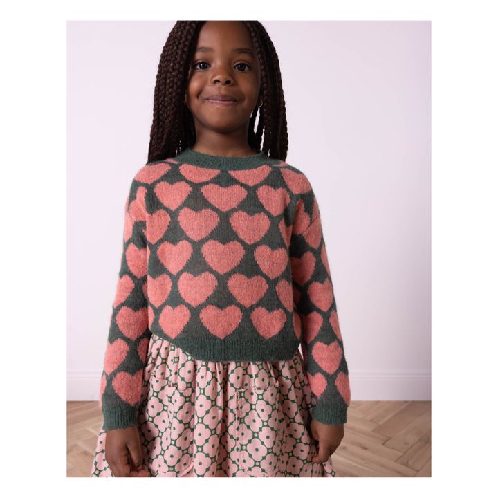 Bonton - Pull Cœurs Lovely - Vert de gris | Smallable