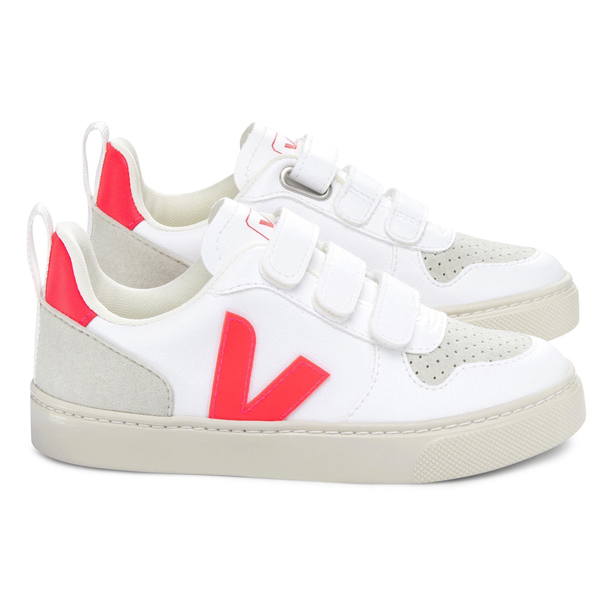 Veja - Baskets V-10 Scratchs Cuir - Rose | Smallable