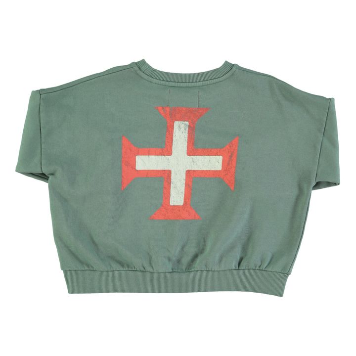 Piupiuchick - Red Cross Organic Cotton Sweatshirt - Green | Smallable