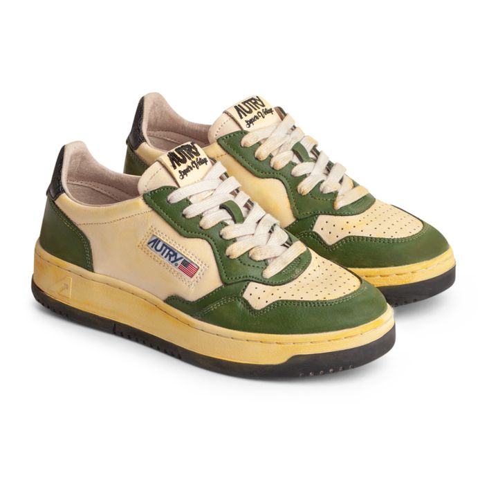 Autry - Super Vintage Low Two-tone Leather Sneakers - Khaki | Smallable
