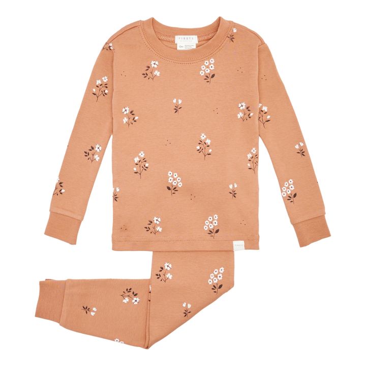 Petit Lem - Organic cotton flower pyjamas - Dusty Pink | Smallable