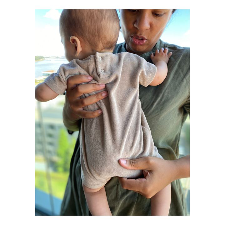GOLD, Olalala - Rubi Organic cotton terry romper - Sand | Smallable