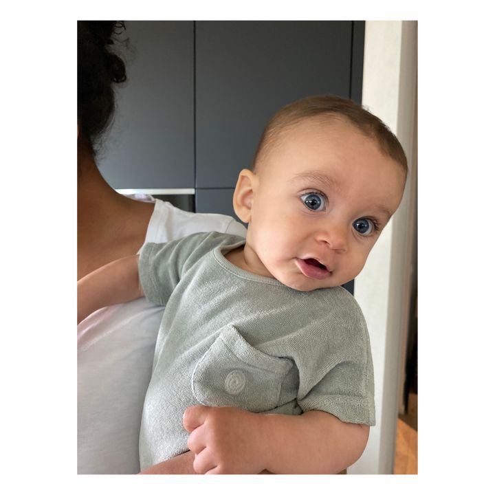GOLD, Olalala - Rubi Organic cotton terry romper - Bluish grey | Smallable