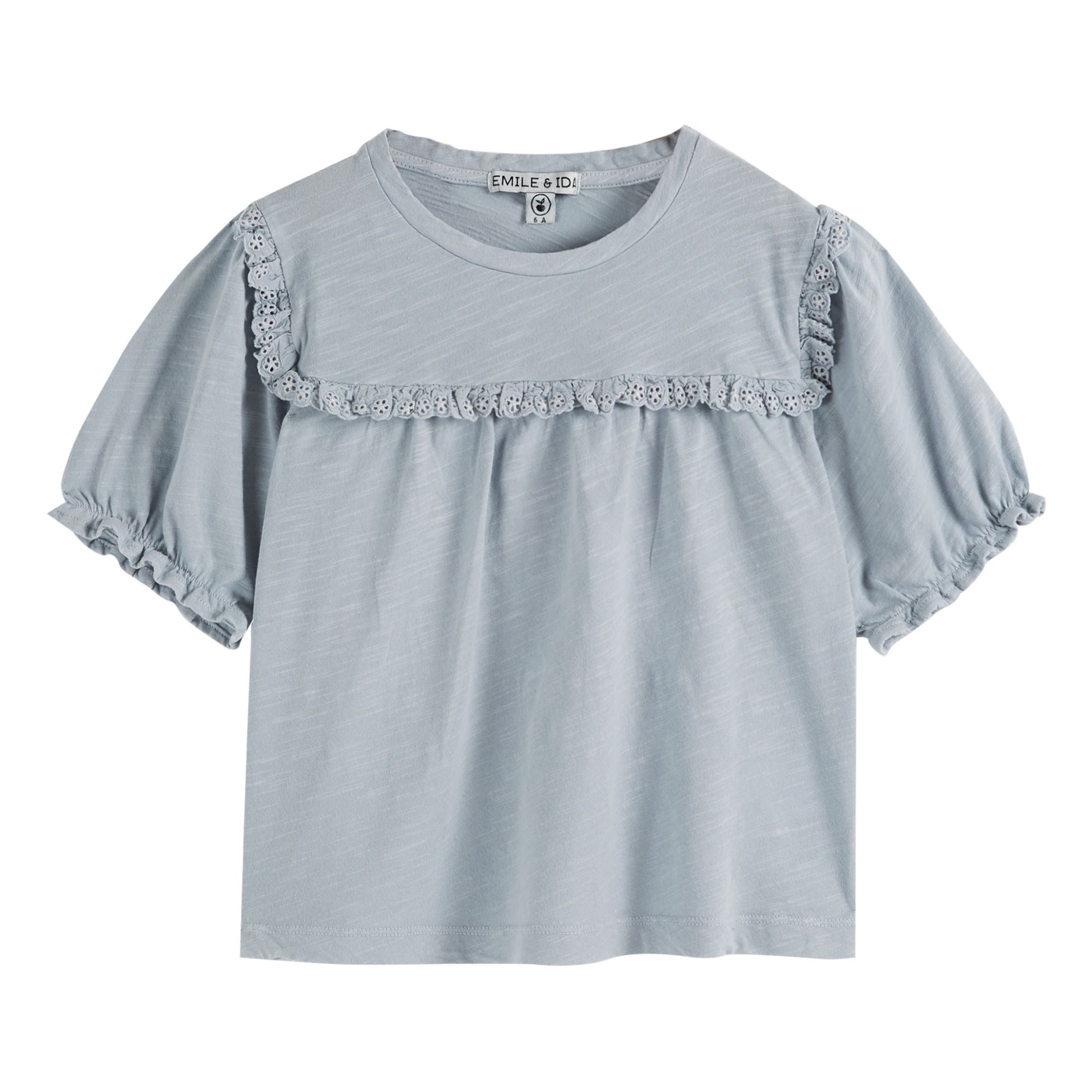 Emile et Ida - Flamed Cotton Ruffle T-Shirt - Blue | Smallable