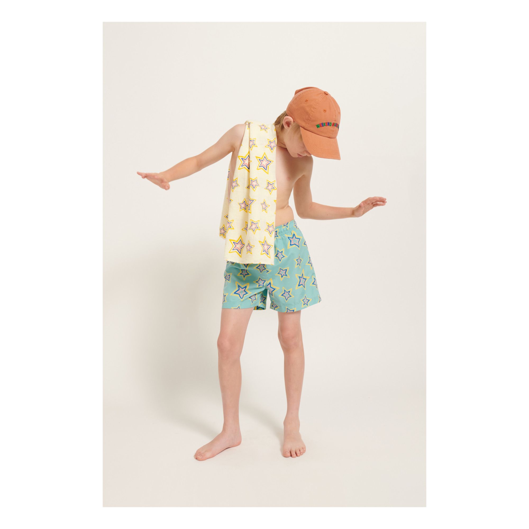 Weekend House - Recycled Fibre Star Swim Shorts - Green water | Smallable